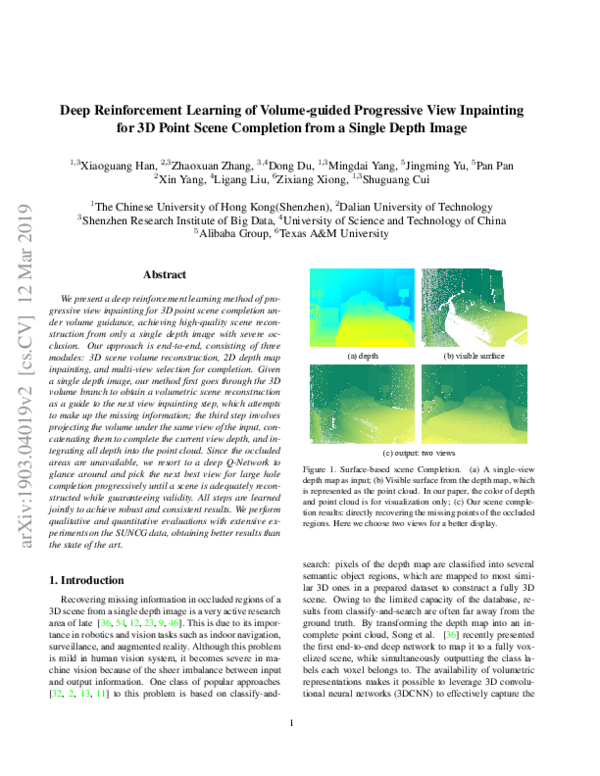 (PDF) Deep Reinforcement Learning of Volume-Guided Progressive View Inpainting for 3D Point ...