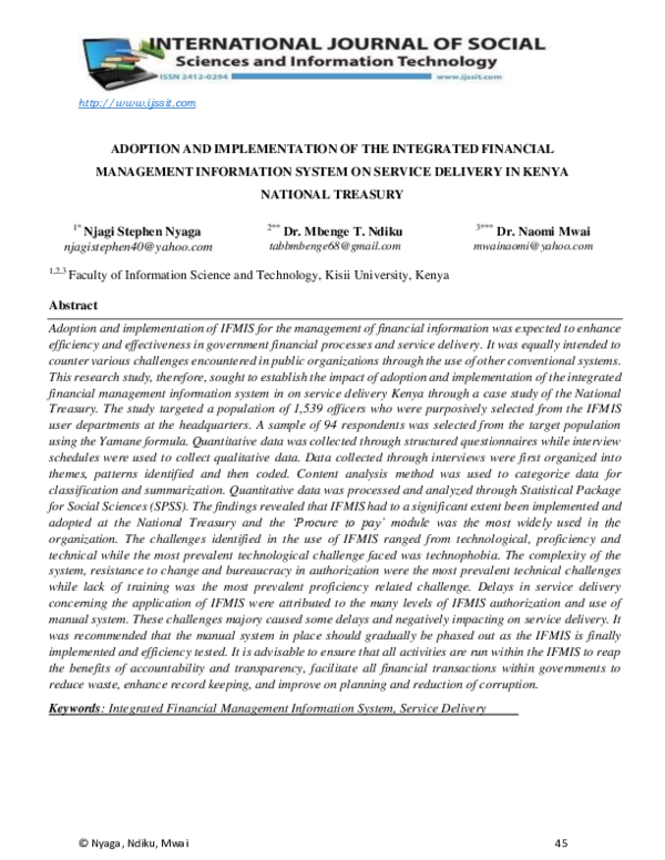 (PDF) Adoption and Implementation of the Integrated Financial ...
