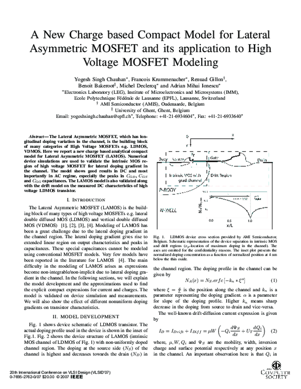 Pdf A New Charge Based Compact Model For Lateral Asymmetric Mosfet