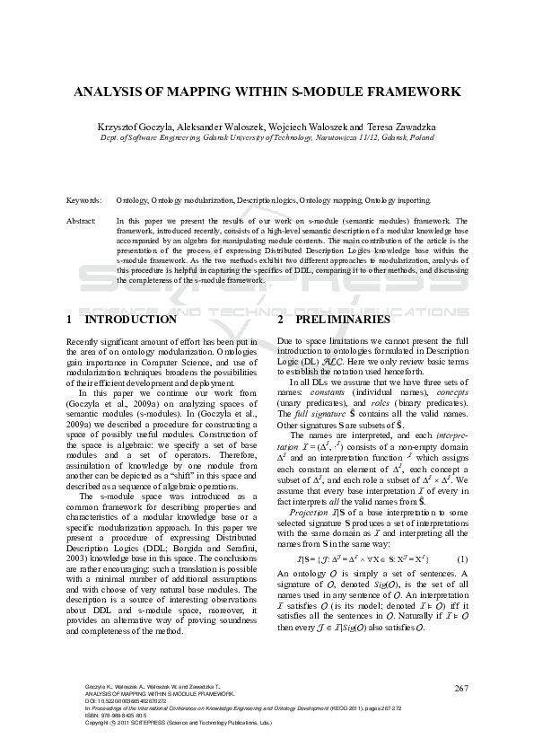 (PDF) Analysis of Mapping Within S-Module Framework