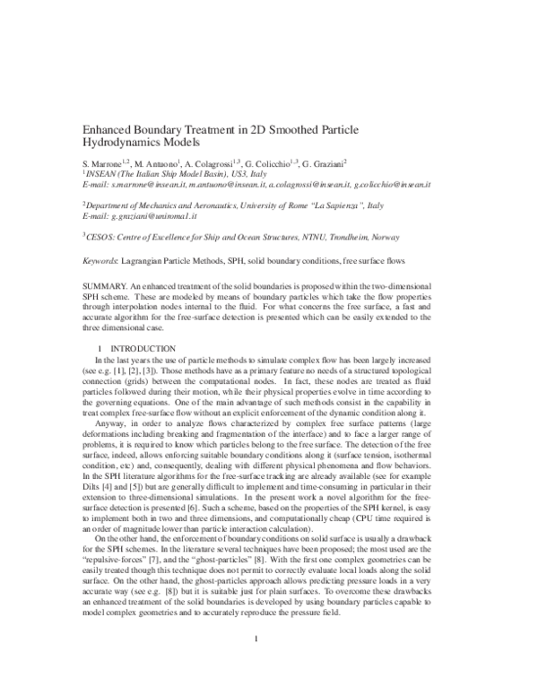 (PDF) Enhanced Boundary Treatment in 2D Smoothed Particle Hydrodynamics Models