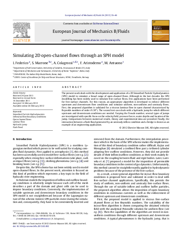 (PDF) Simulating 2D open-channel flows through an SPH model