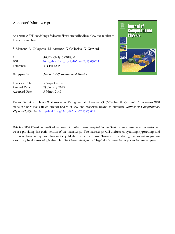 Pdf An Accurate Sph Modeling Of Viscous Flows Around Bodies At Low And Moderate Reynolds Numbers