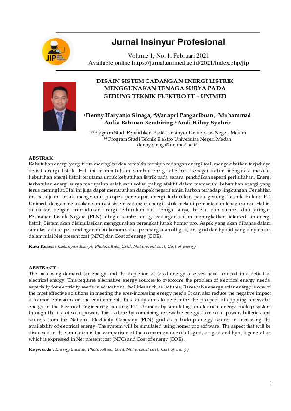(PDF) Desain Sistem Cadangan Energi Listrik Menggunakan Tenaga Surya ...