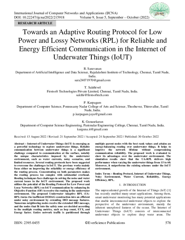 Pdf Towards An Adaptive Routing Protocol For Low Power And Lossy Networks Rpl For Reliable