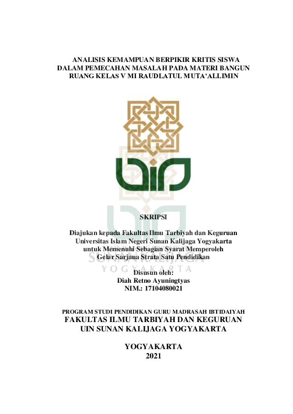 (PDF) Analisis Kemampuan Berpikir Kritis Siswa Dalam Pemecahan Masalah Pada Materi Bangun Ruang ...