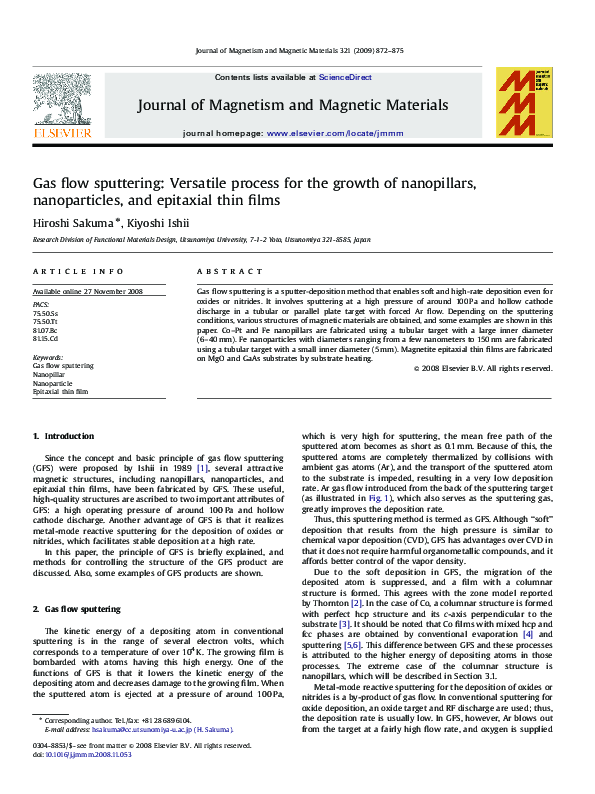 (PDF) Gas flow sputtering: Versatile process for the growth of ...