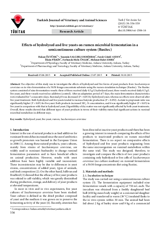 (PDF) Effects of hydrolyzed and live yeasts on rumen microbial ...