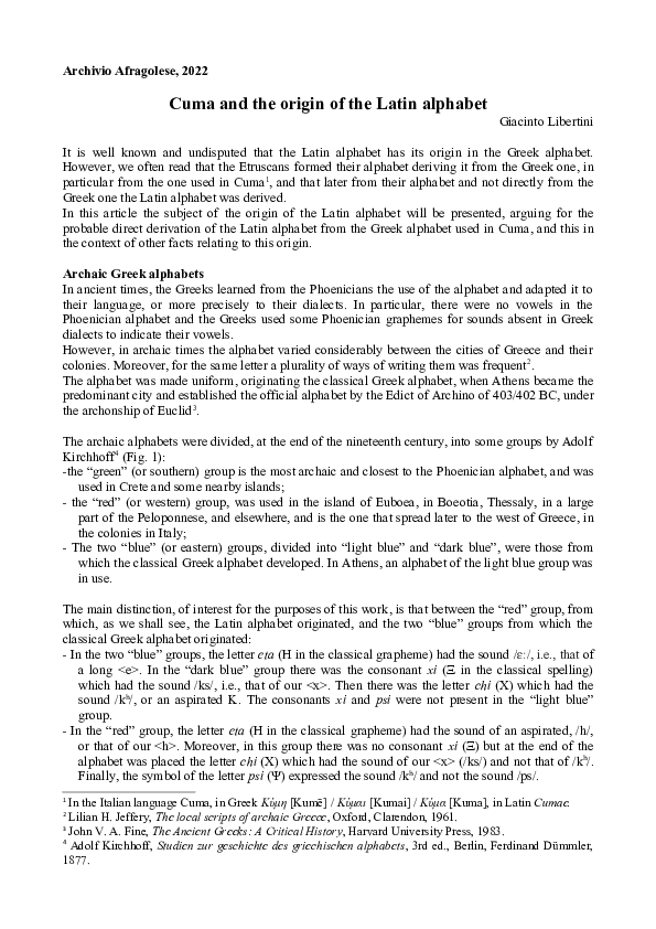 (DOC) Cuma and the origin of the Latin alphabet