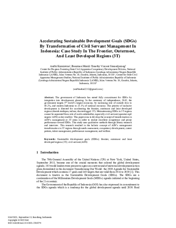 (PDF) Accelerating Sustainable Development Goals (SDGs) By ...