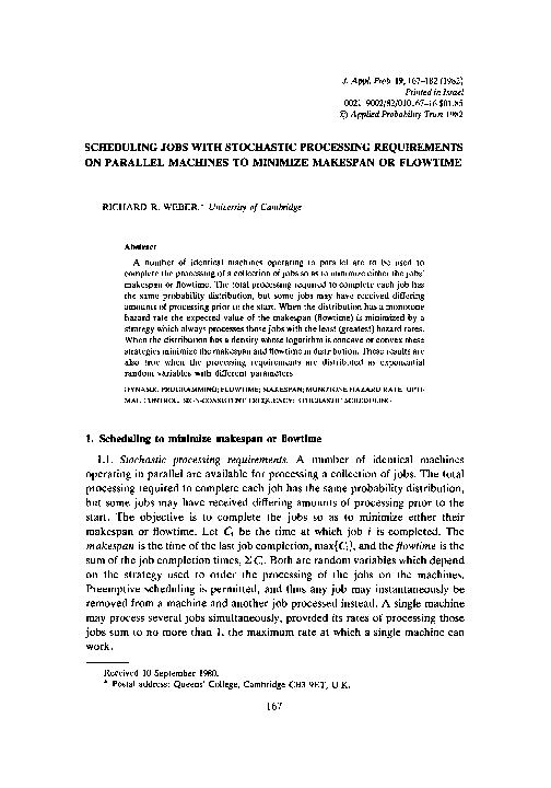 Pdf Scheduling Jobs By Stochastic Processing Requirements On Parallel