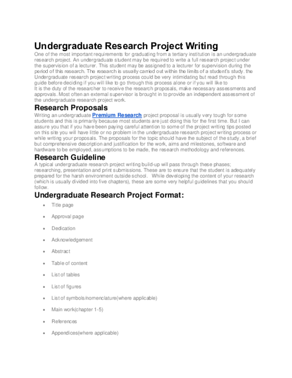 (PDF) Undergraduate Research Project Writing