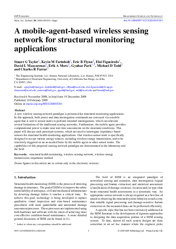 (PDF) A mobile-agent-based wireless sensing network for structural monitoring applications ...