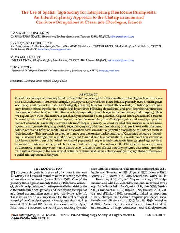 (PDF) The Use of Spatial Taphonomy for Interpreting Pleistocene ...