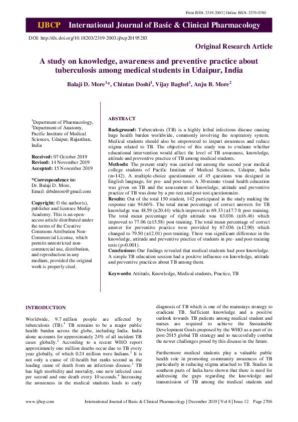 (PDF) A study on knowledge, awareness and preventive practice about ...