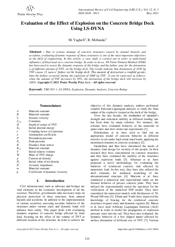(PDF) Evaluation of the Effect of Explosion on the Concrete Bridge Deck ...