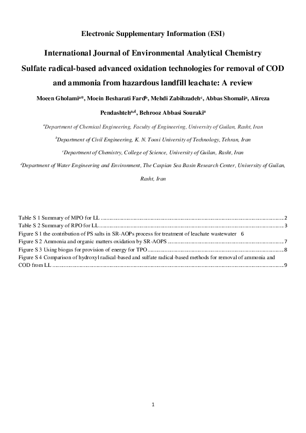 (PDF) Sulphate radical-based advanced oxidation technologies for ...