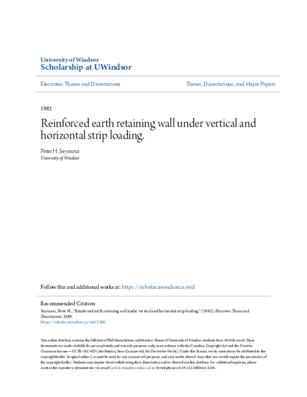 (PDF) Reinforced earth retaining wall under vertical and horizontal ...