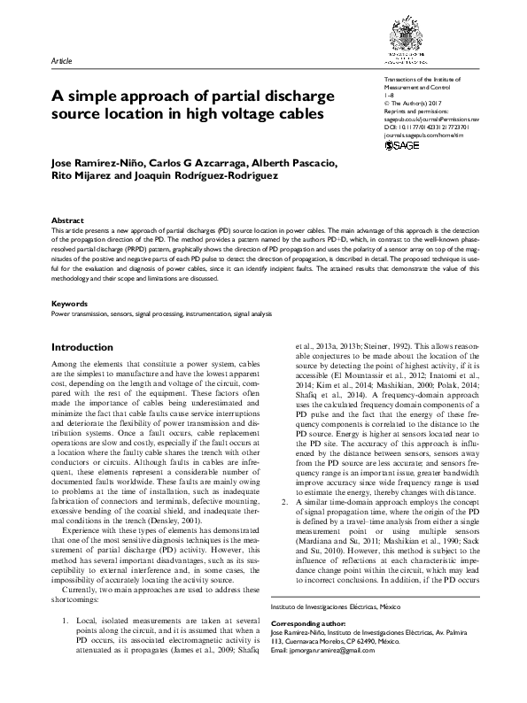 Pdf A Simple Approach Of Partial Discharge Source Location In High Voltage Cables