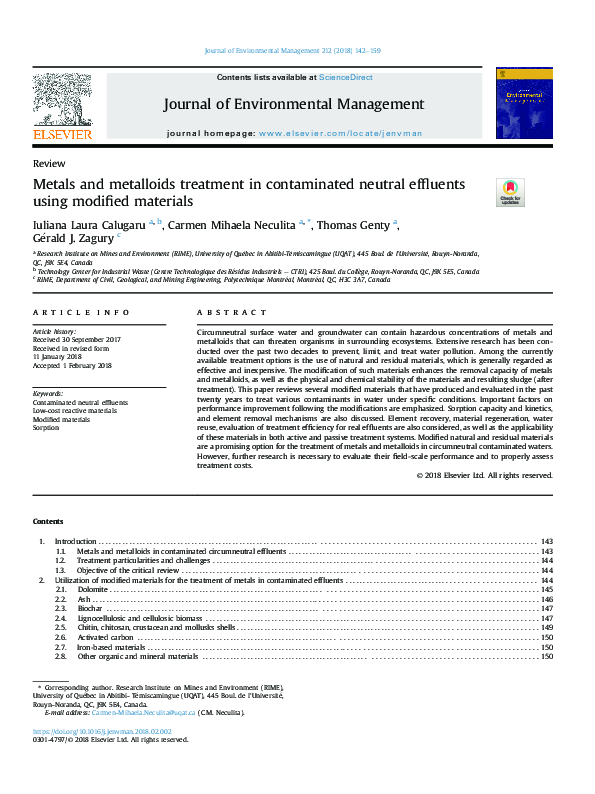 (PDF) Metals and metalloids treatment in contaminated neutral effluents ...