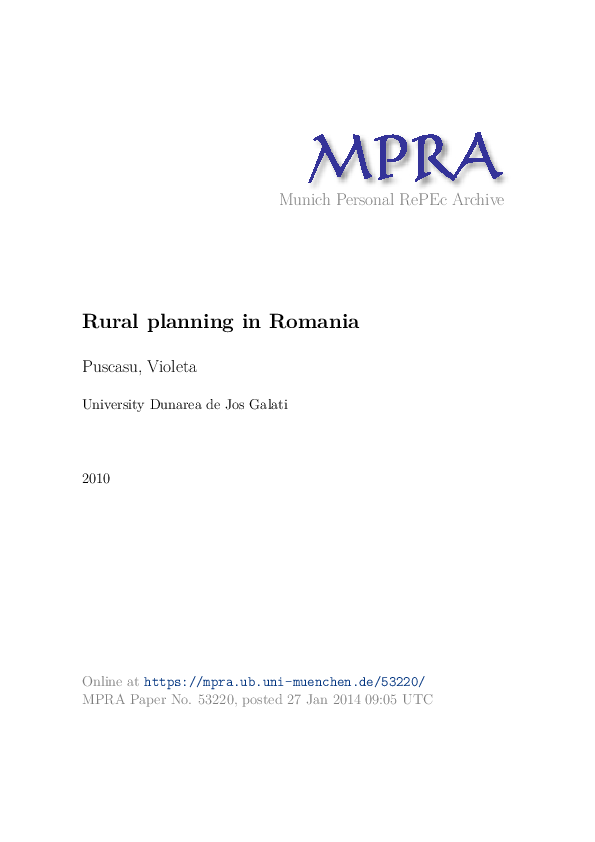 (PDF) Rural planning in Romania