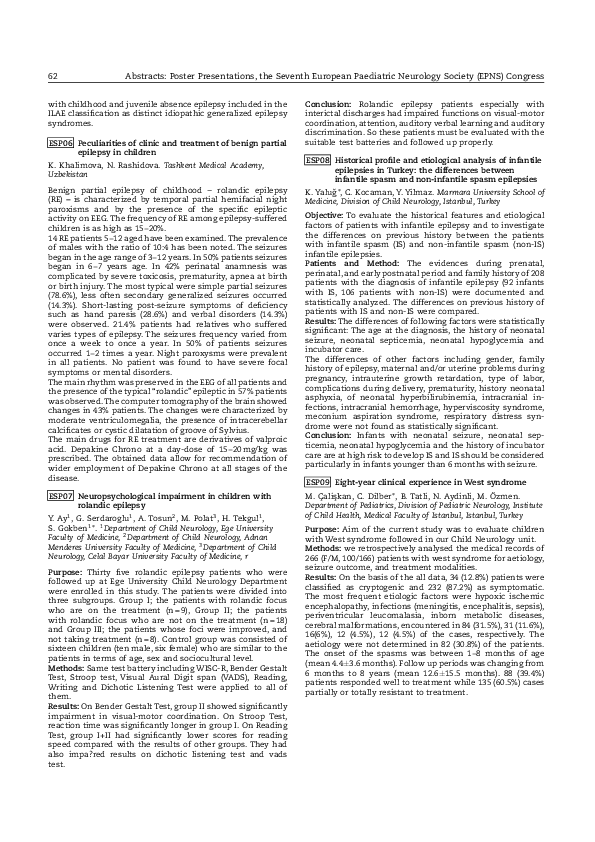 (PDF) ESP08 Historical profile and etiological analysis of infantile ...