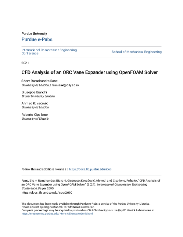 (PDF) CFD Analysis of an ORC Vane Expander using OpenFOAM Solver