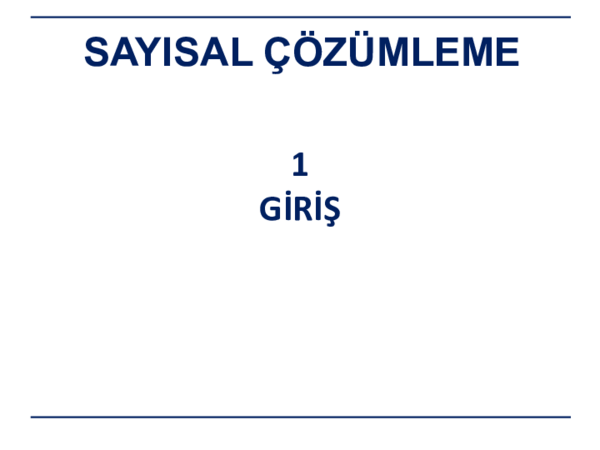 (PDF) SDU SAYISAL COZUMLEME SLAYT