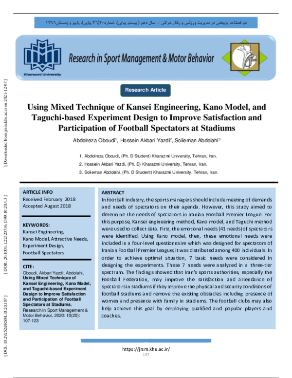(PDF) Using Mixed Technique of Kansei Engineering, Kano Model, and ...