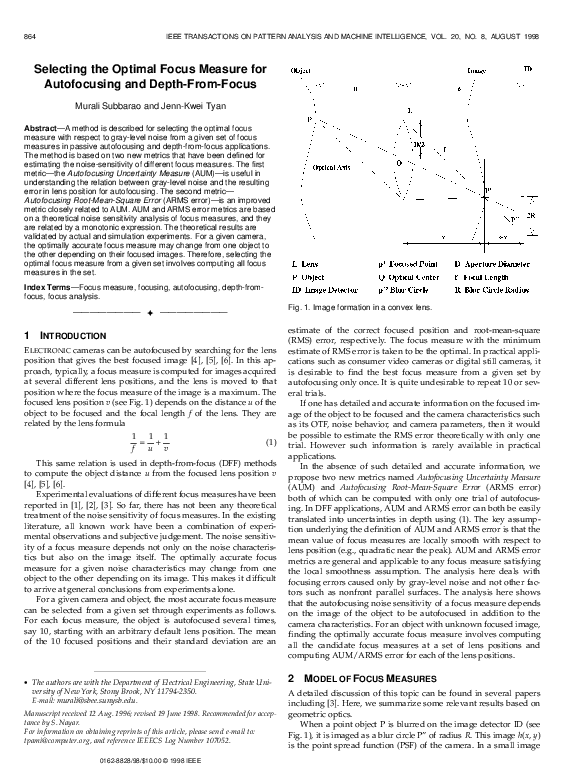 (PDF) Selecting the optimal focus measure for autofocusing and depth ...