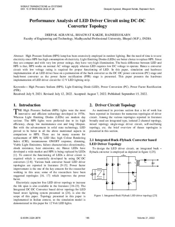 (PDF) Performance Analysis of LED Driver Circuit using DC-DC Converter ...