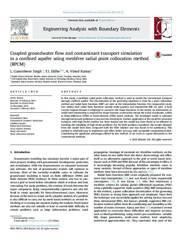 Pdf Coupled Groundwater Flow And Contaminant Transport Simulation In A Confined Aquifer Using