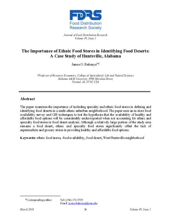 (PDF) The Importance of Ethnic Food Stores in Identifying Food Deserts ...