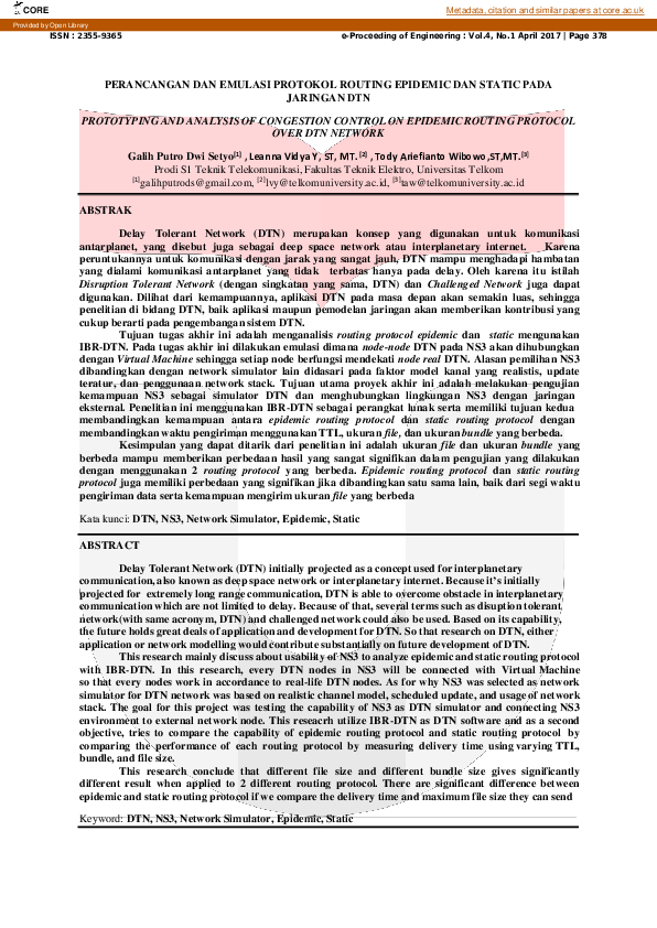 (PDF) Perancangan Dan Emulasi Protokol Routing Epidemic Dan Static Pada ...