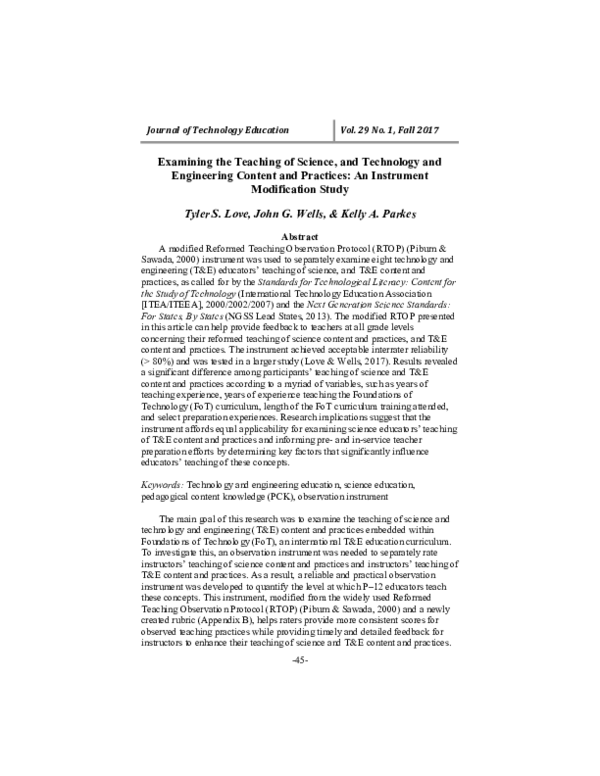 (PDF) Examining the Teaching of Science, and Technology and Engineering ...