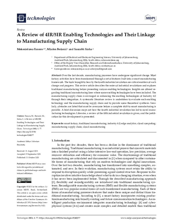 (PDF) A Review of 4IR/5IR Enabling Technologies and Their Linkage to ...