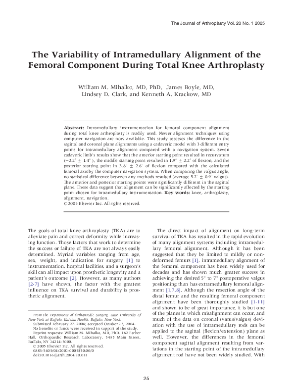 (PDF) Impact of Entry Points on Femoral Alignment in TKA