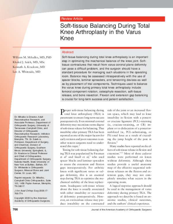 (PDF) Soft-tissue Balancing During Total Knee Arthroplasty in the Varus ...