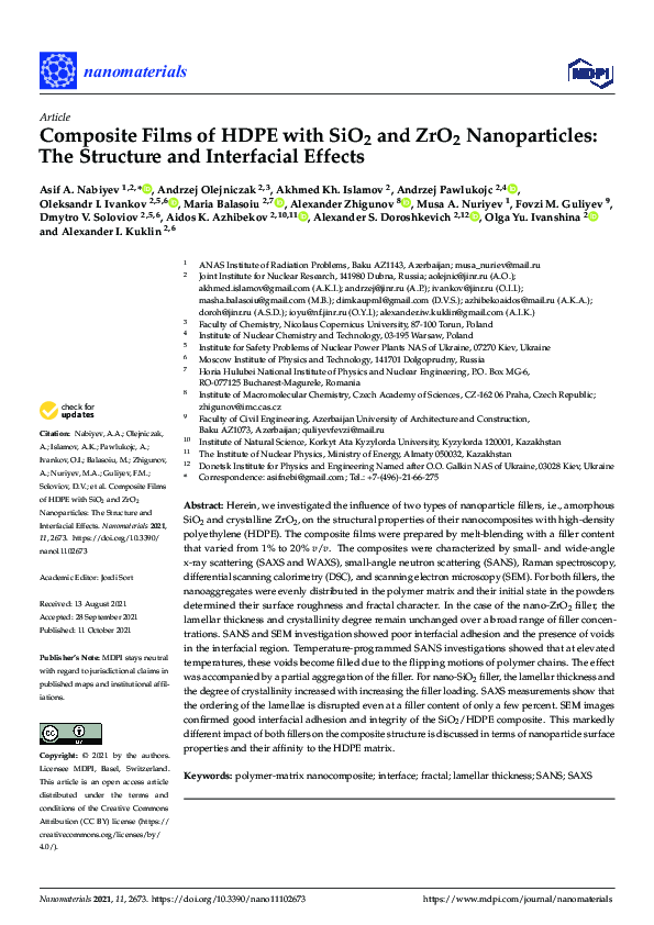 (PDF) Composite Films of HDPE with SiO2 and ZrO2 Nanoparticles: The ...