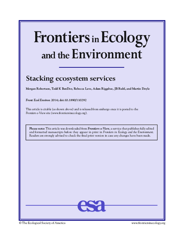 (PDF) Stacking ecosystem services