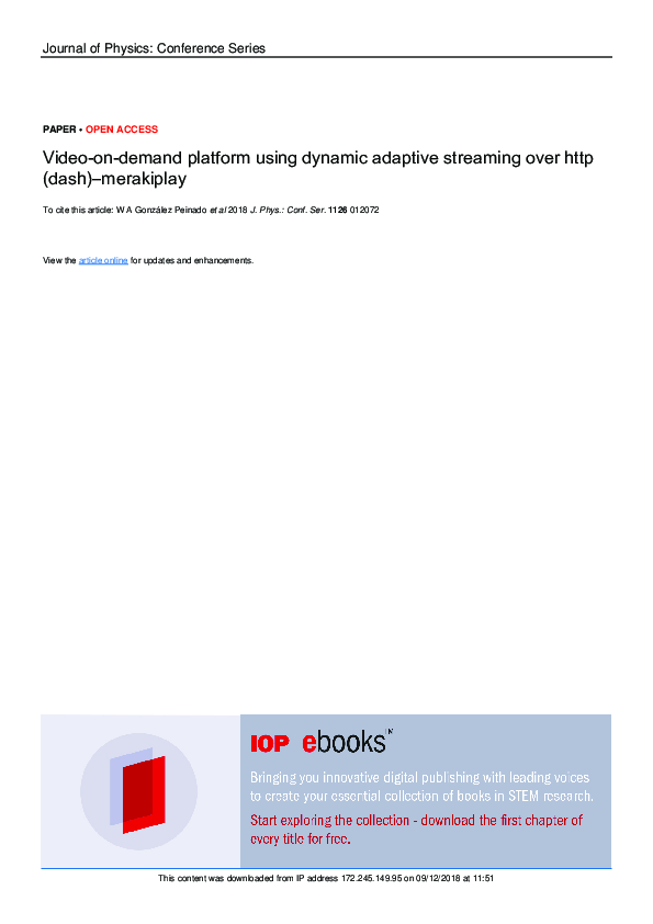 Pdf Video On Demand Platform Using Dynamic Adaptive Streaming Over