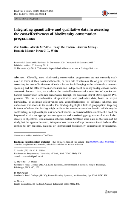 (PDF) Integrating quantitative and qualitative data in assessing the cost-effectiveness of ...