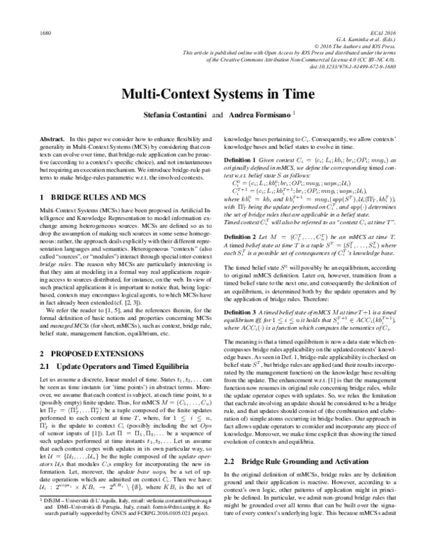 (PDF) Multi-Context Systems in Time