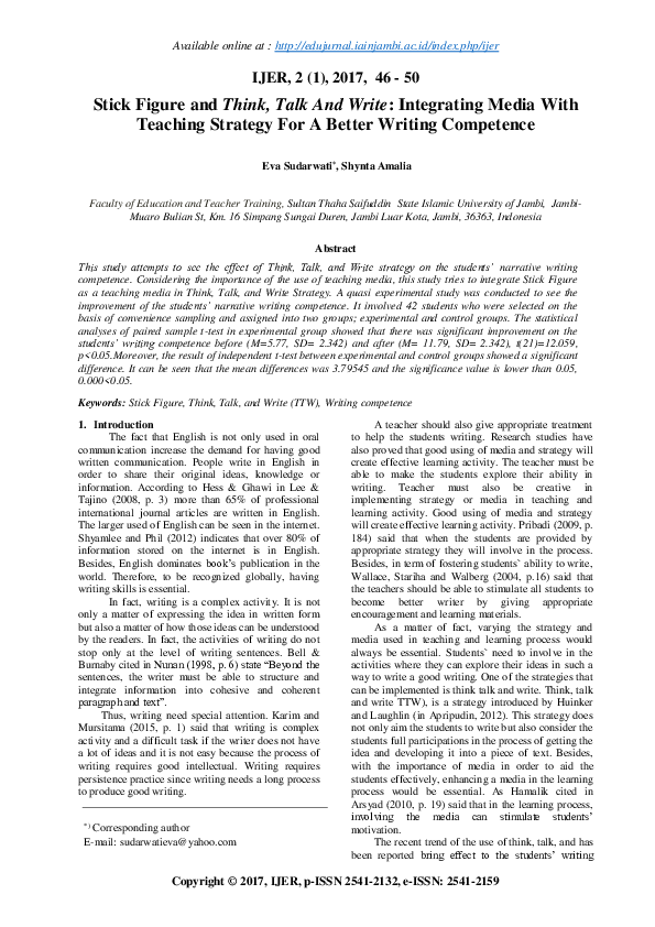 (PDF) Stick Figure and Think, Talk And Write: Integrating Media With ...