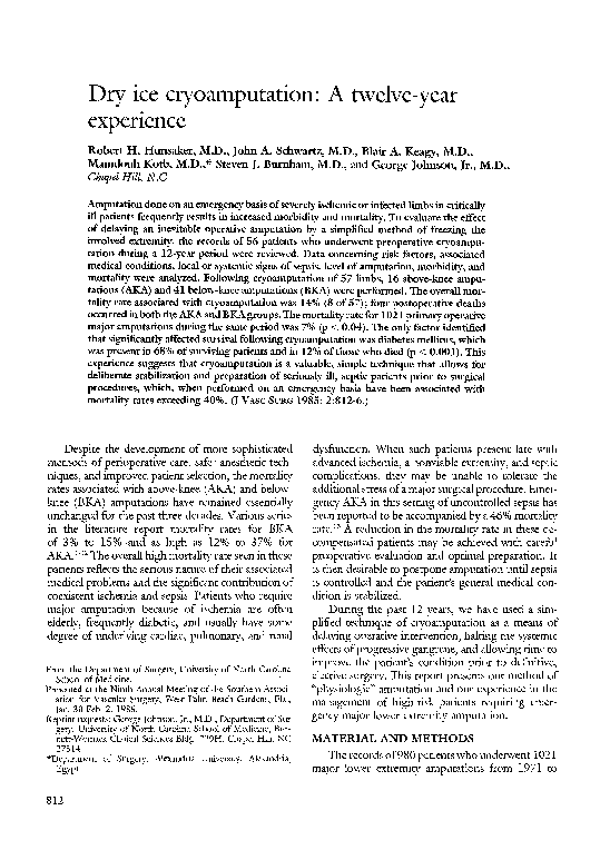 (PDF) Dry ice cryoamputation: A twelve-year experience