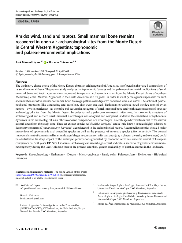 (PDF) Amidst wind, sand and raptors. Small mammal bone remains ...