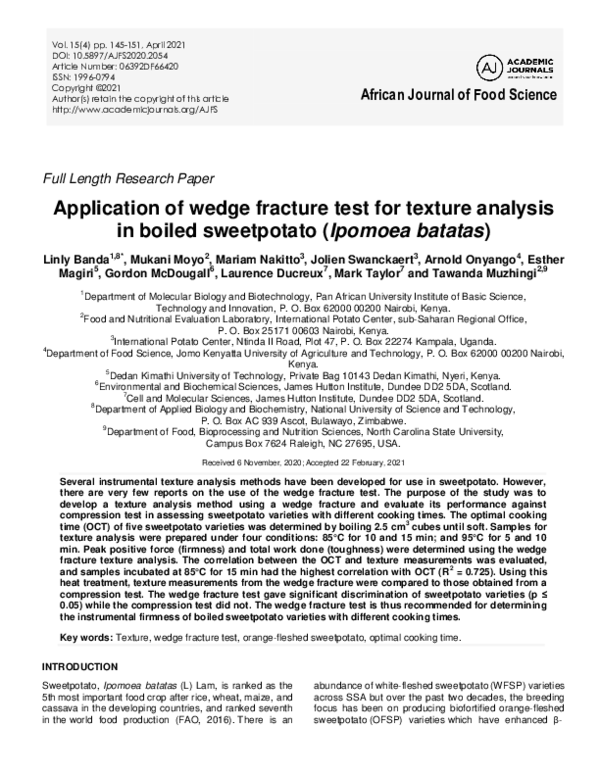 (PDF) Application of wedge fracture test for texture analysis in boiled ...
