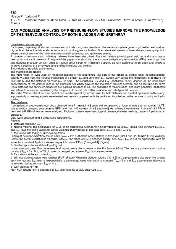 (PDF) Modeling Pressure-Flow for Bladder Control Insights