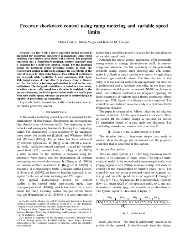 (PDF) Freeway shockwave control using ramp metering and variable speed limits | Katalin Hangos ...