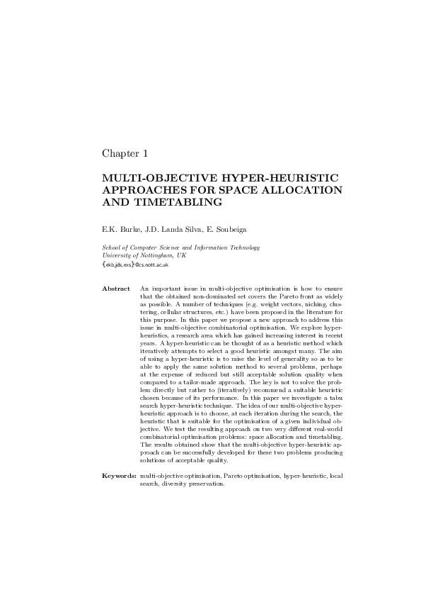 (PDF) Multi-Objective Hyper-Heuristic Approaches for Space Allocation ...